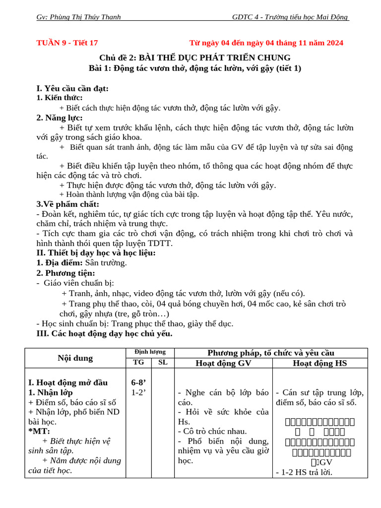 Khối 4 - Gdtc - Tháng 11 | PDF
