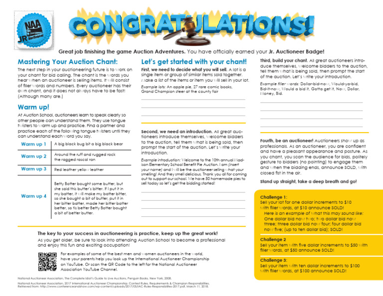Master Auctioneer Chant Guide | PDF | Auction
