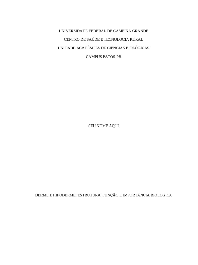Estrutura e Função da Derme e Hipoderme | PDF | Pele | Tecido conjuntivo