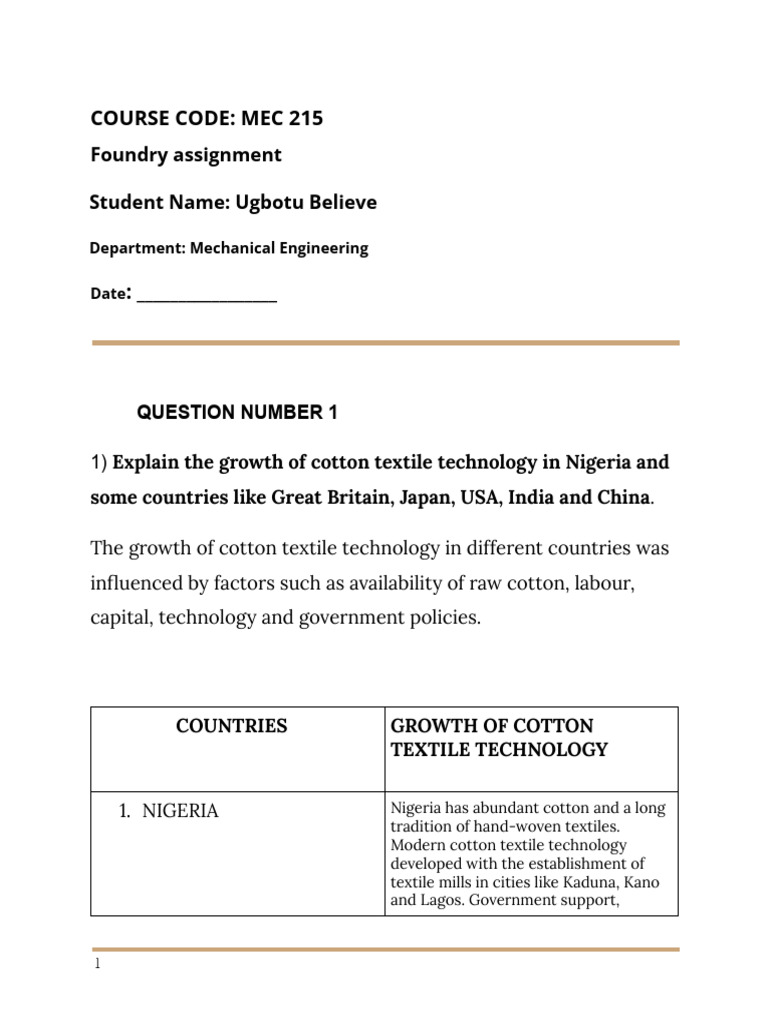 Class Notes.pdf | PDF | Foundry | Cotton