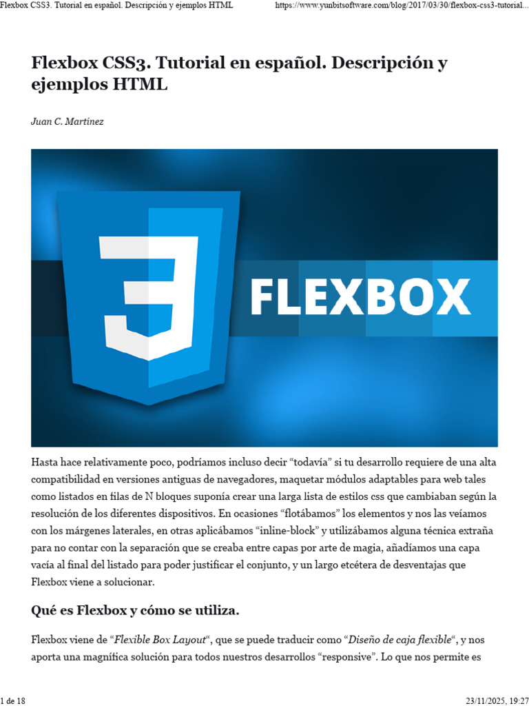 Flexbox CSS3. Tutorial en español. Descripción y ejemplos HTML | PDF ...