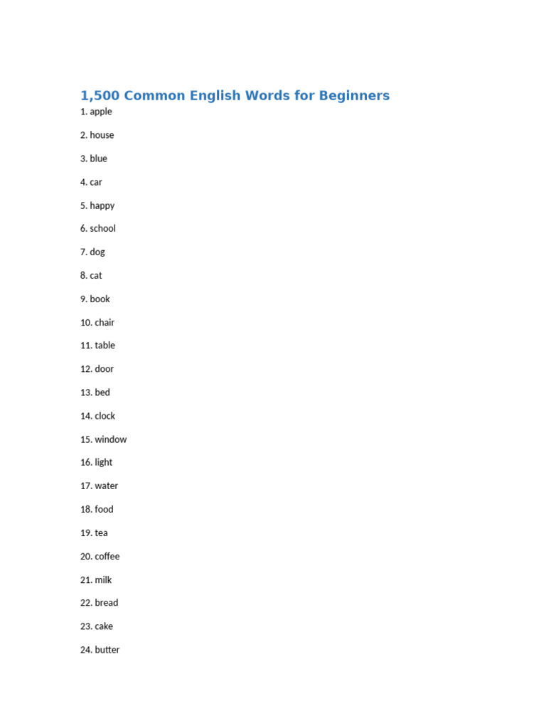 1,500 Essential English Words for Beginners | PDF