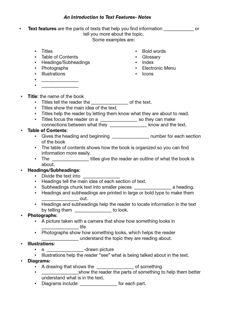 Understanding Text Features in Books | PDF | Written Communication ...