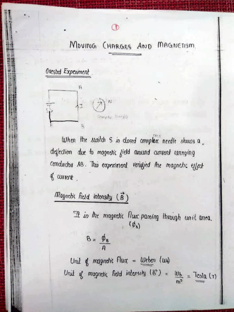 Moving charges and magnetism 1 NCERT plus two physics note | PDF