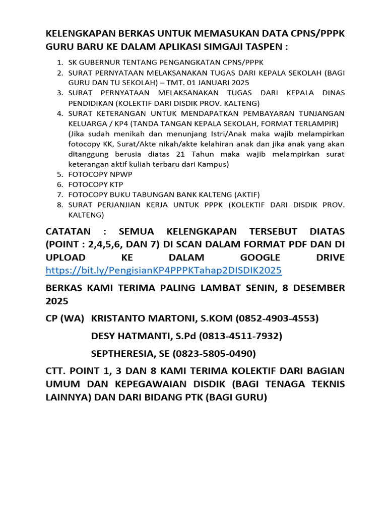 Berkas Penting CPNS/PPPK Guru 2025 | PDF