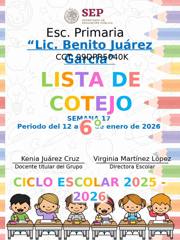6° SEM17 LISTA DE COTEJO DARUKEL 2025-2026 | PDF