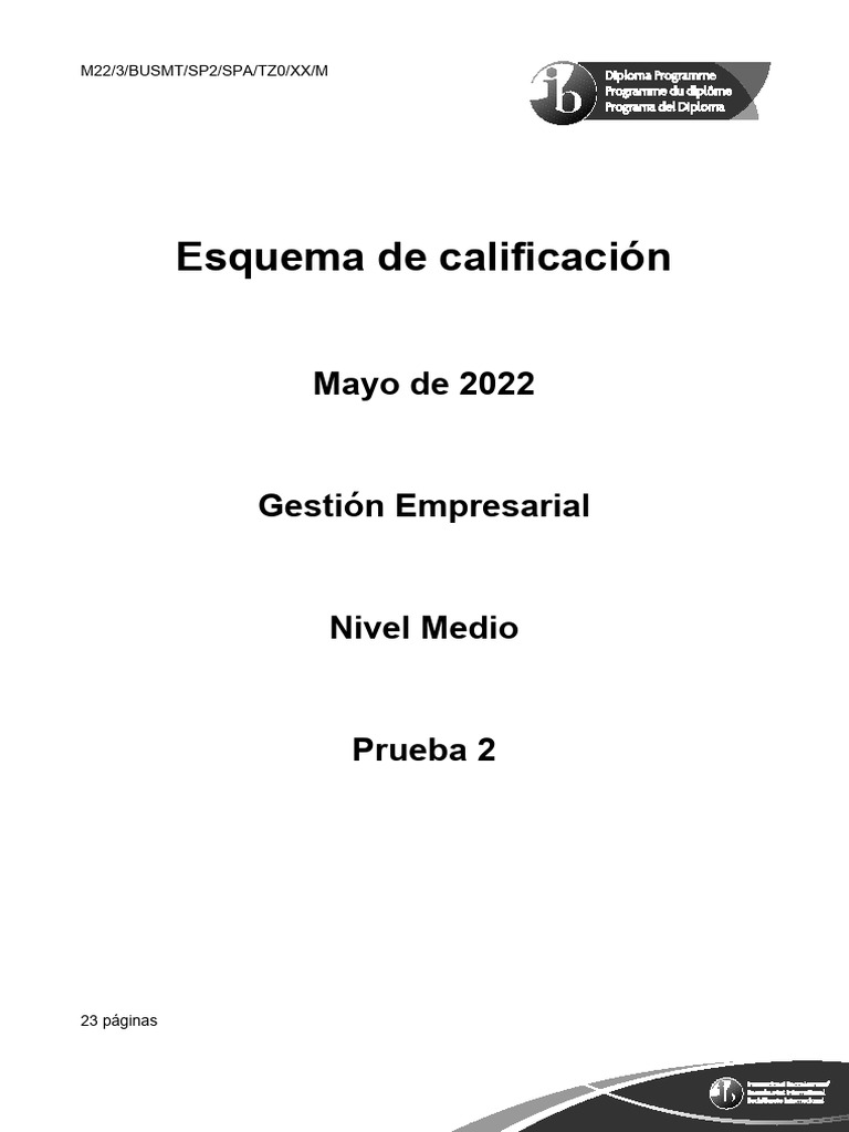 2022 Business_management_paper_2__SL_markscheme_Spanish | PDF | Hoja de ...