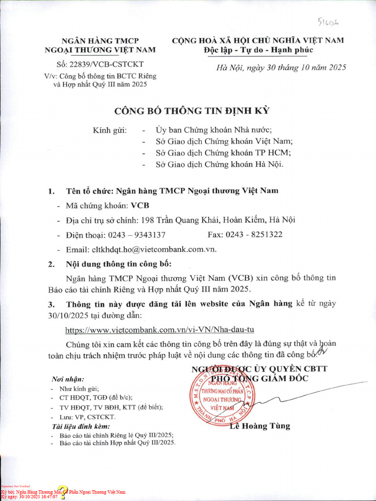 VCB Baocaotaichinh Q3 2025 Hopnhat | PDF