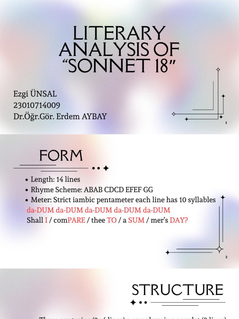 Shakespeare's Sonnet 18 Analysis | PDF | Poetry | Phonaesthetics
