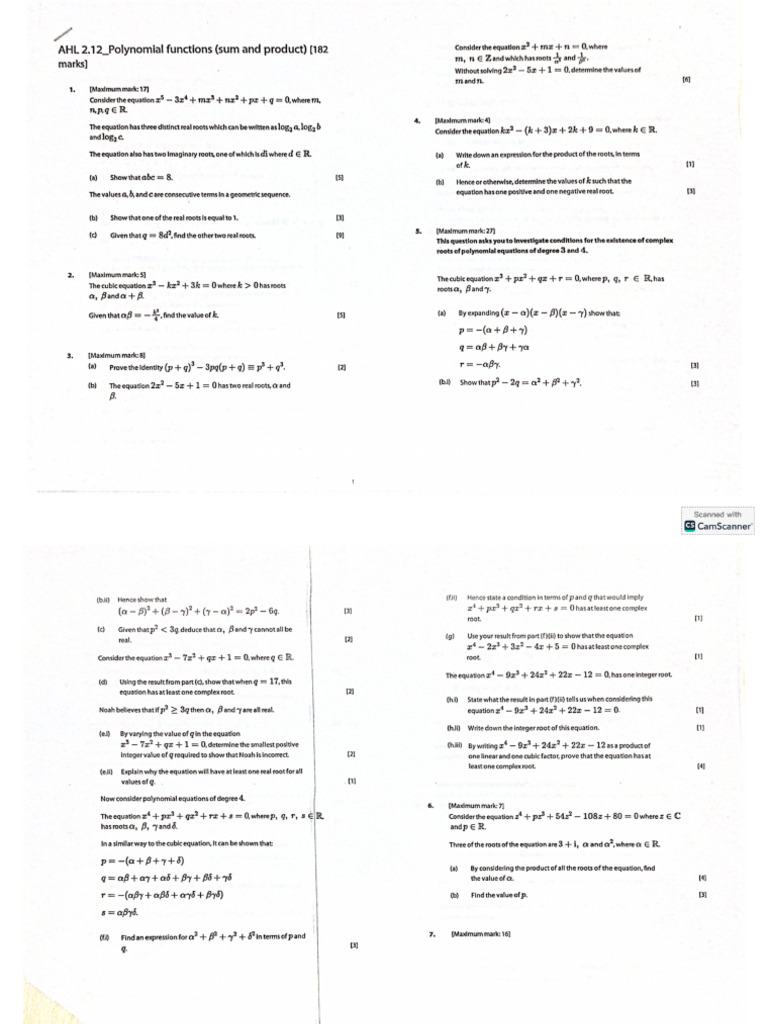 IBDP Topical Polynomial Function | PDF