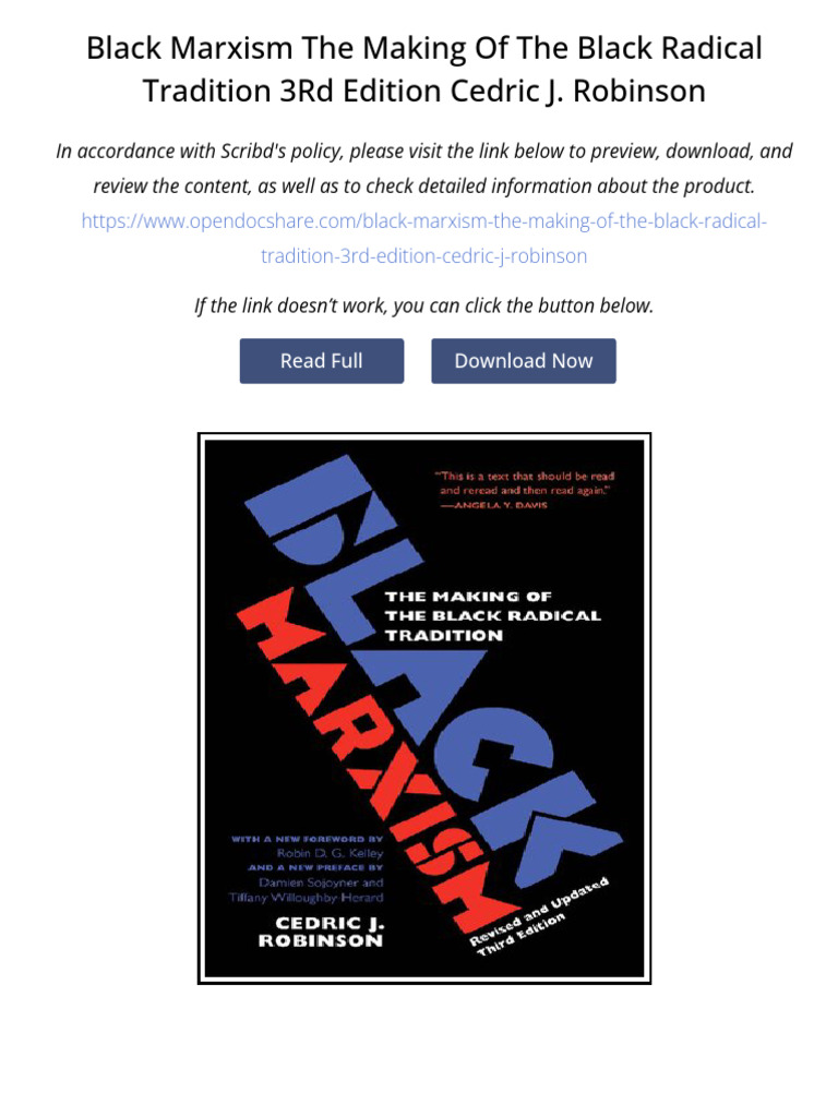 Black Marxism The Making of the Black Radical Tradition 3rd Edition ...