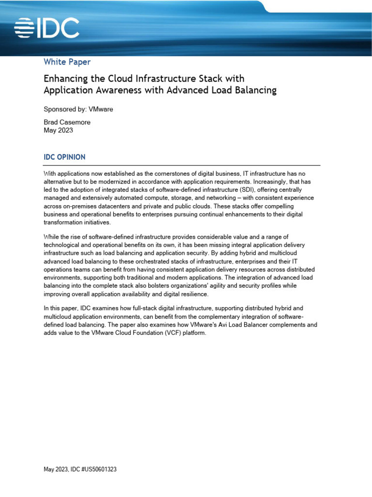 Advanced Load Balancing in Cloud Infrastructure | PDF