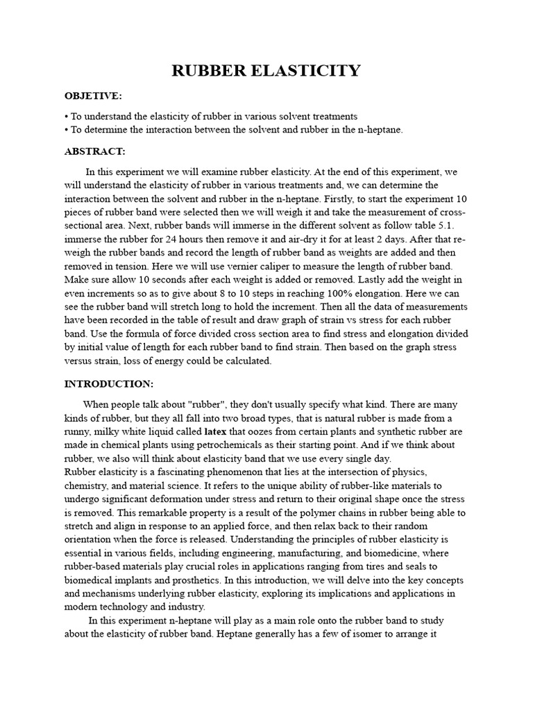 RUBBER ELASTICITY_260114_120144 | PDF | Elasticity (Physics) | Natural ...