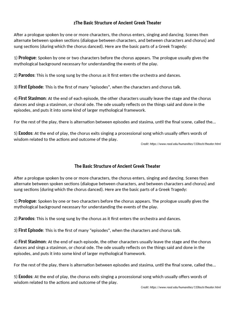 Greek Play Structure Handout Half Sheet | PDF | Greek Tragedy | Ancient ...