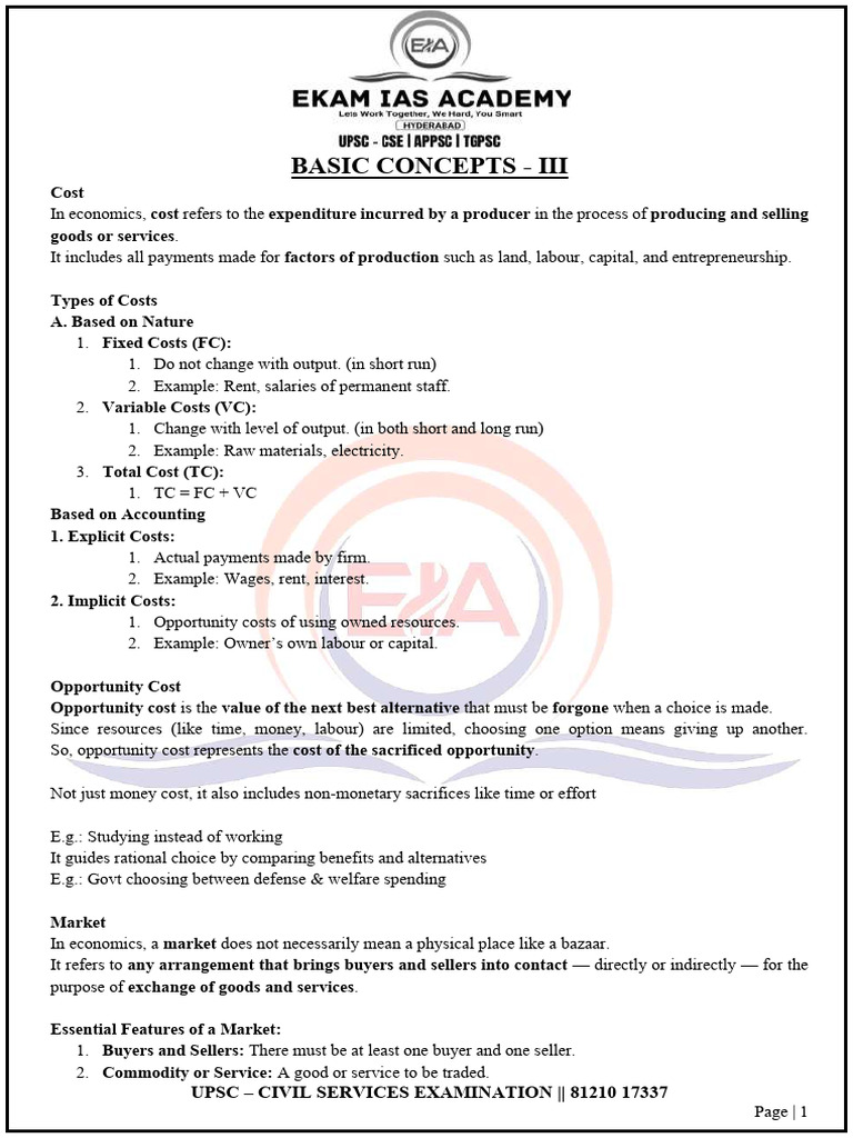 Basic Concepts III | PDF | Monopoly | Opportunity Cost