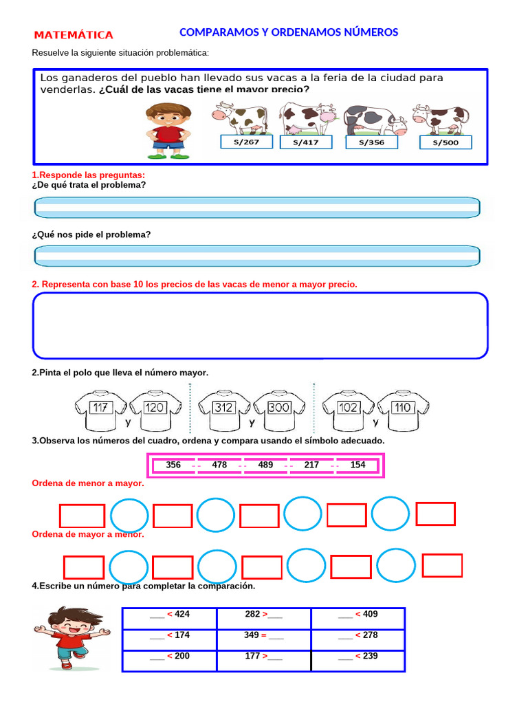 2° FICHA MAT Comparamos y ordenamos números | PDF