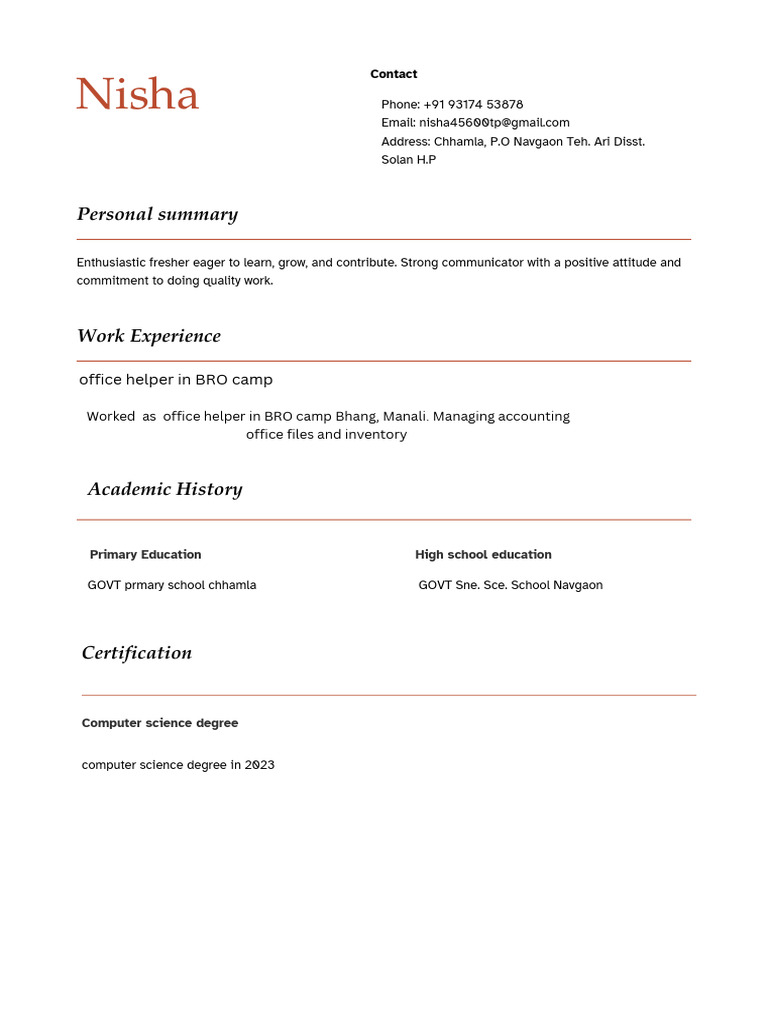 Marketing and Sales Resume in White Dark Orange Simple Style.pdf | PDF