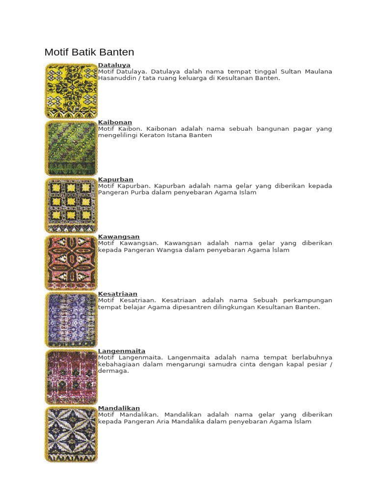 Motif Batik Banten: Sejarah dan Filosofi | PDF