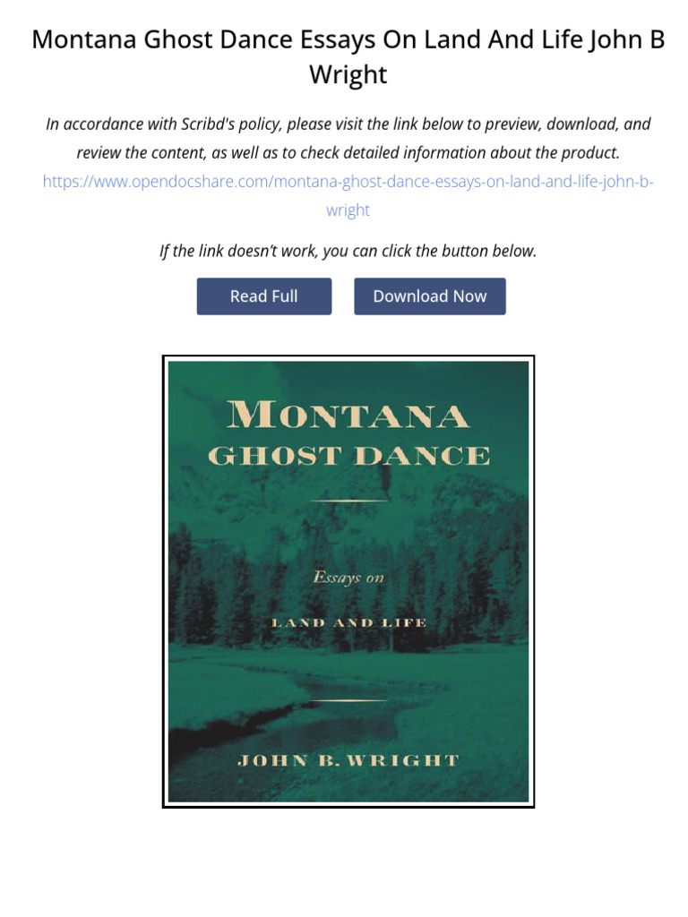 Montana Ghost Dance Essays On Land And Life John B Wright | PDF ...