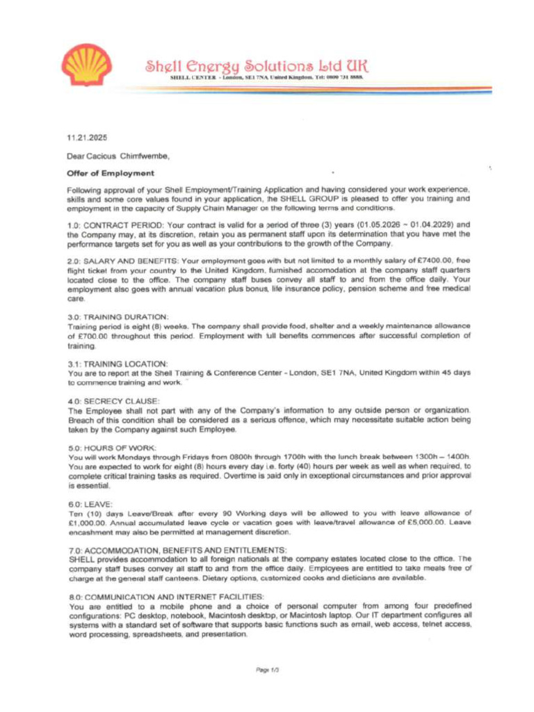 Offer Letter | PDF