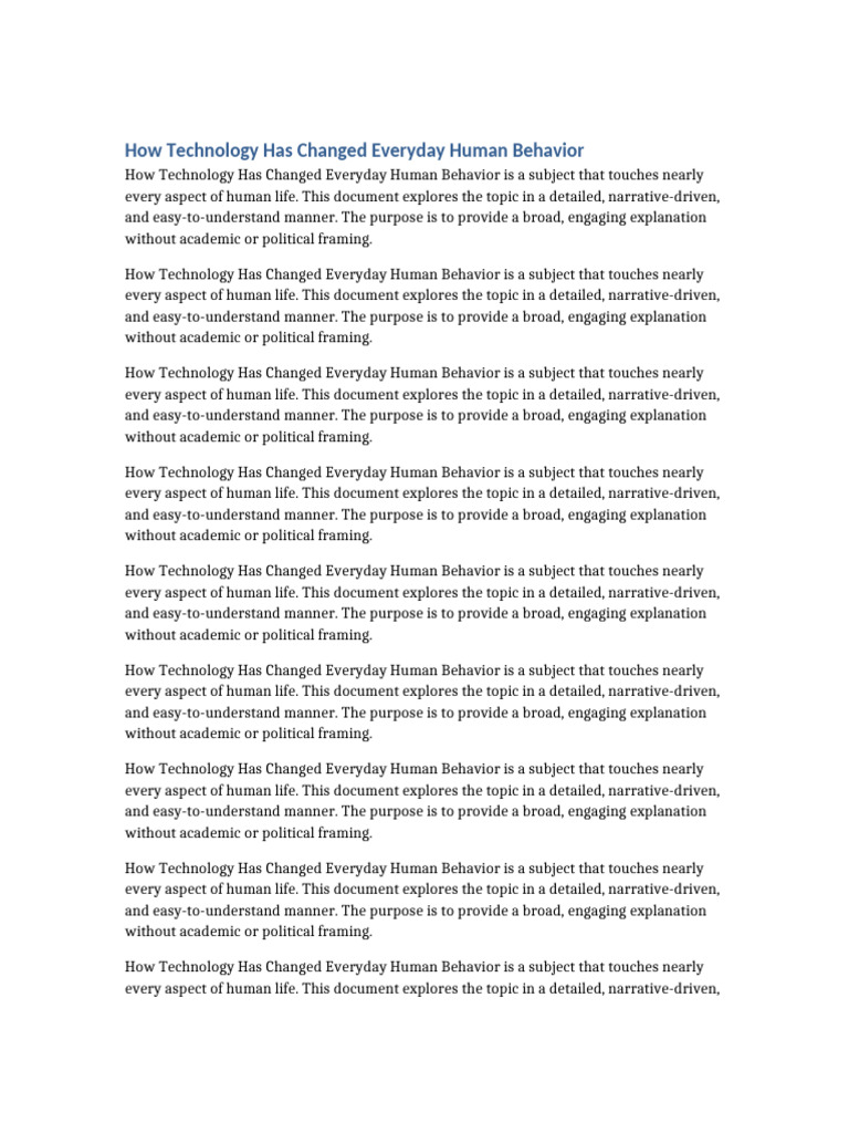 Impact of Technology on Human Behavior | PDF | Framing (Social Sciences ...