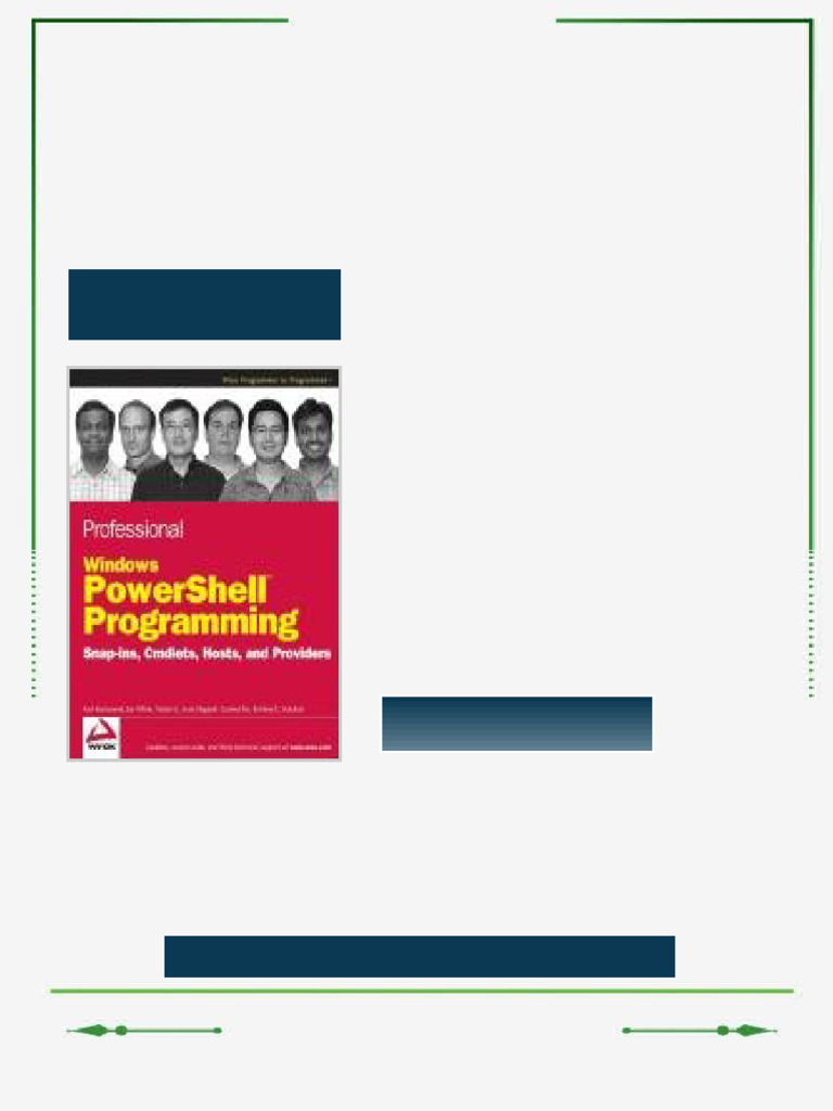 Professional Windows PowerShell Programming Snap ins Cmdlets Hosts and Providers 1st Edition ...