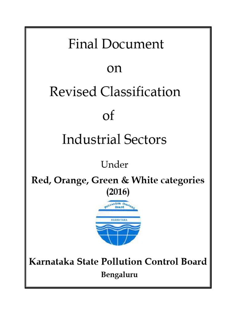Karnataka Pollution Control Board Final Catagorization on Industries ...