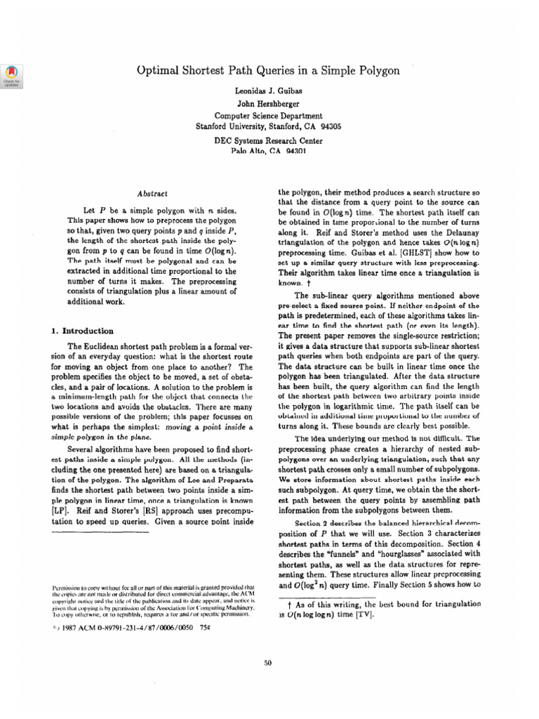 Optimal Shortest Path Queries in Polygons | PDF | Discrete Mathematics ...