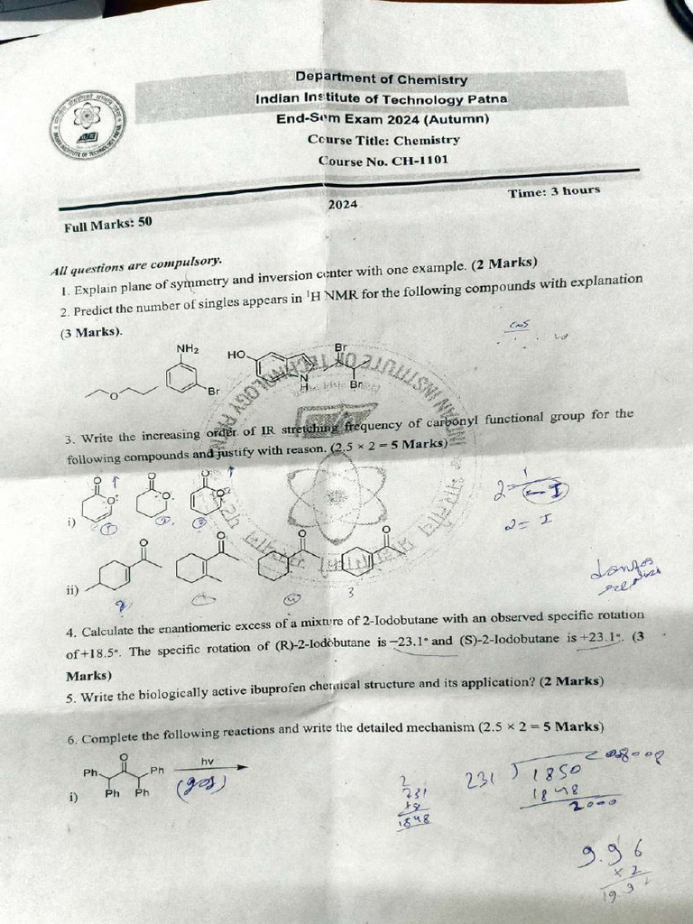CH1101_2024(E.S)[OC+IC] (1) | PDF | Chemical Substances | Chemical ...