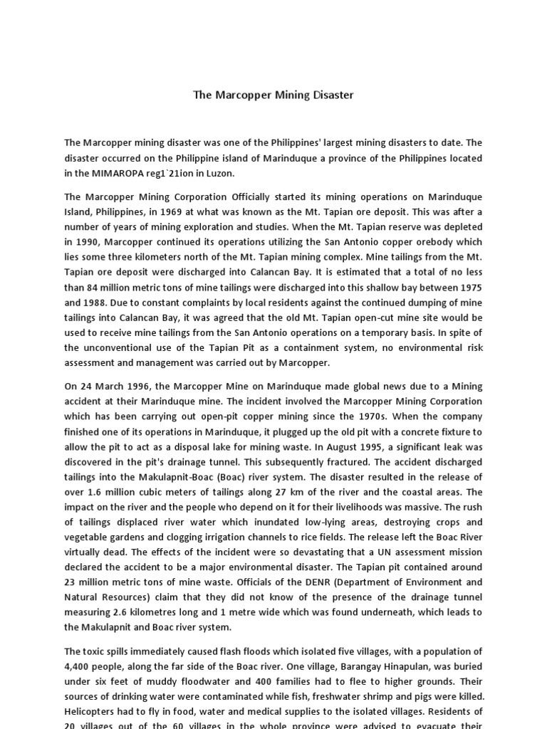 The Marcopper Mining Disaster | Pollution | Mining | Free 30-day Trial ...