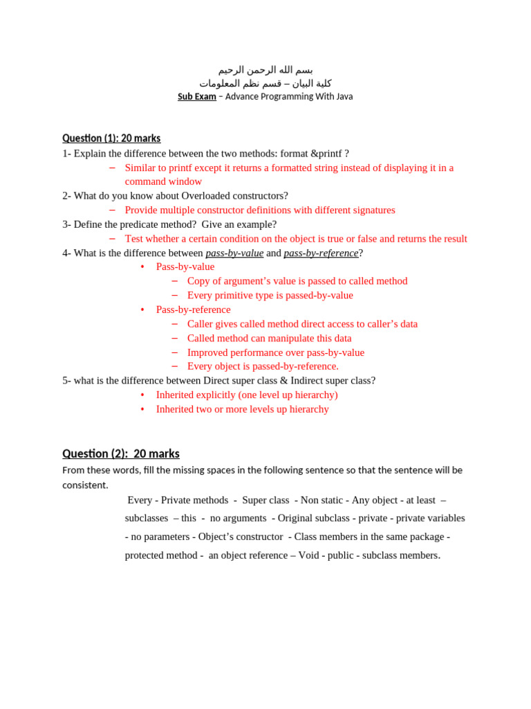 Java Advanced Programming Exam Questions | PDF | Method (Computer ...