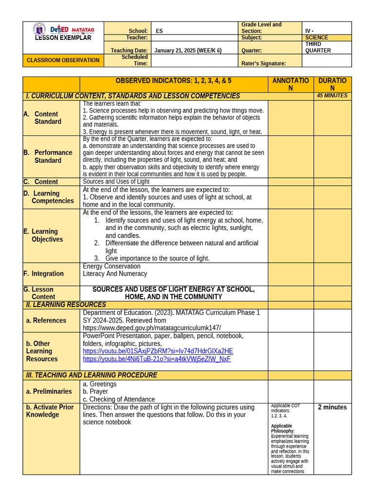Cot 3 Science Q3 WEEK 6 | PDF | Learning | Intelligence