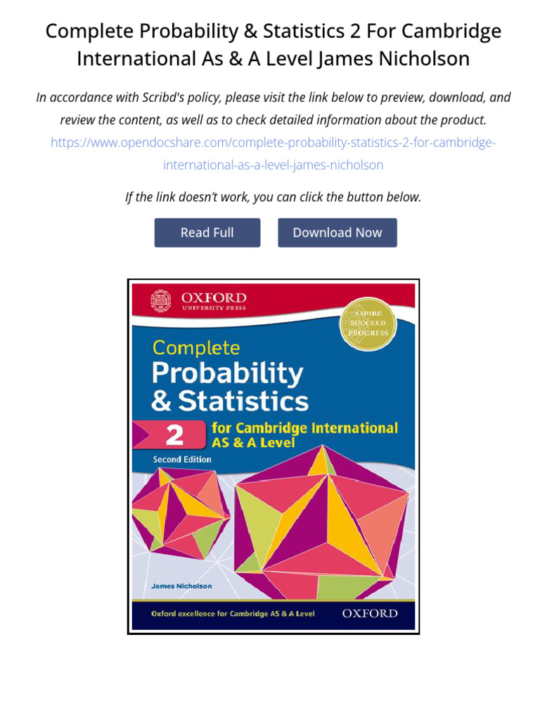 Complete Probability & Statistics 2 for Cambridge International AS & A ...