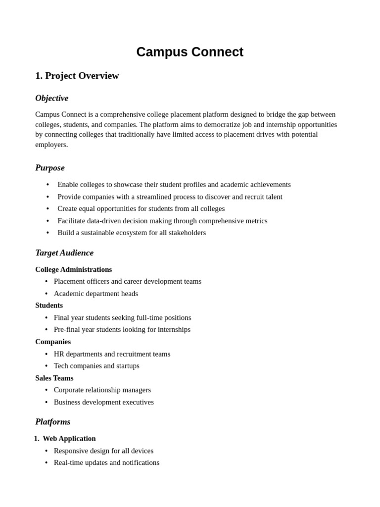 Campus Connect: College Placement Platform | PDF | Analytics | Password