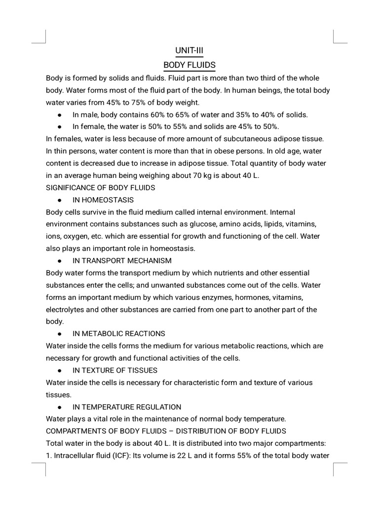 Understanding Body Fluids and Blood Functions | PDF | Coagulation ...