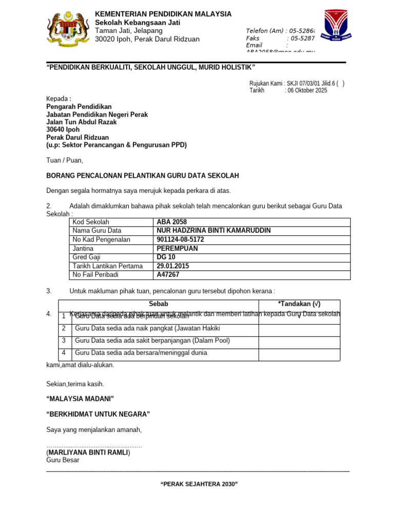 Surat Lantikan Guru Data | PDF