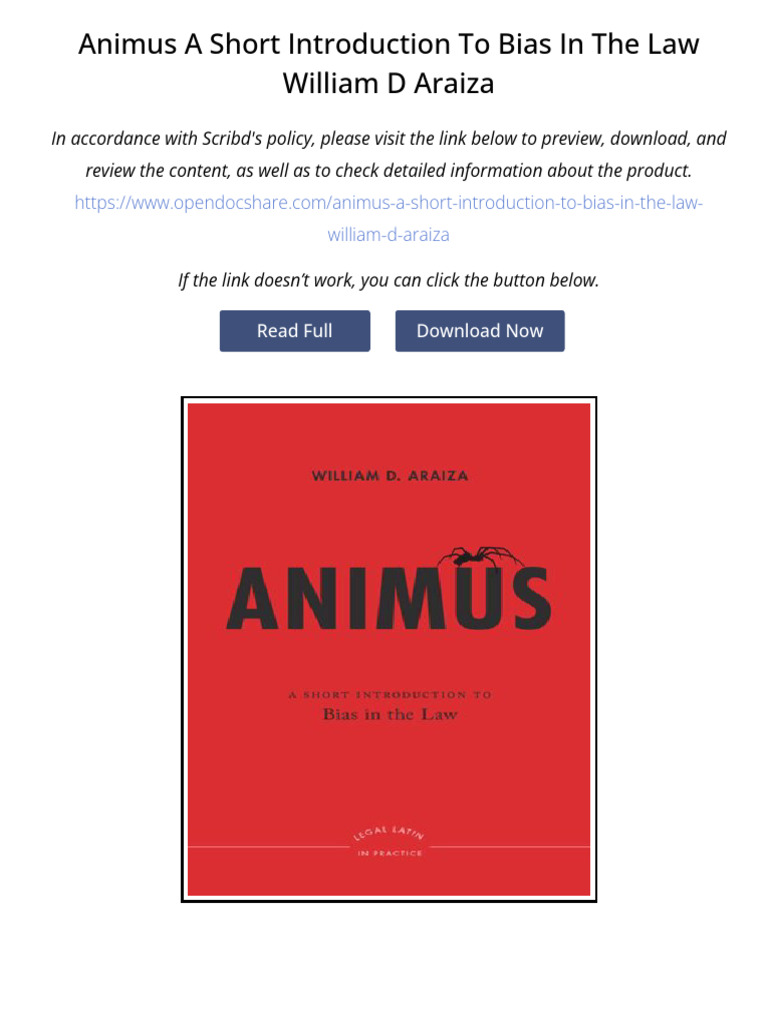 Animus A Short Introduction To Bias In The Law William D Araiza | PDF ...