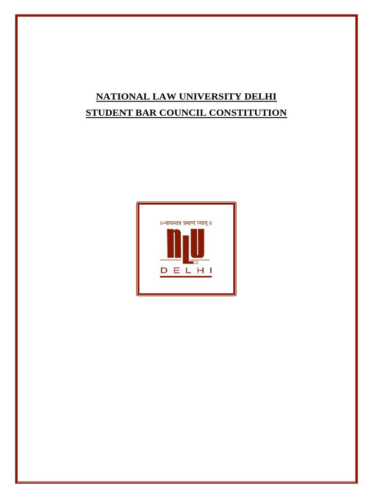 National Law University Delhi Student Bar Council Constitution | PDF