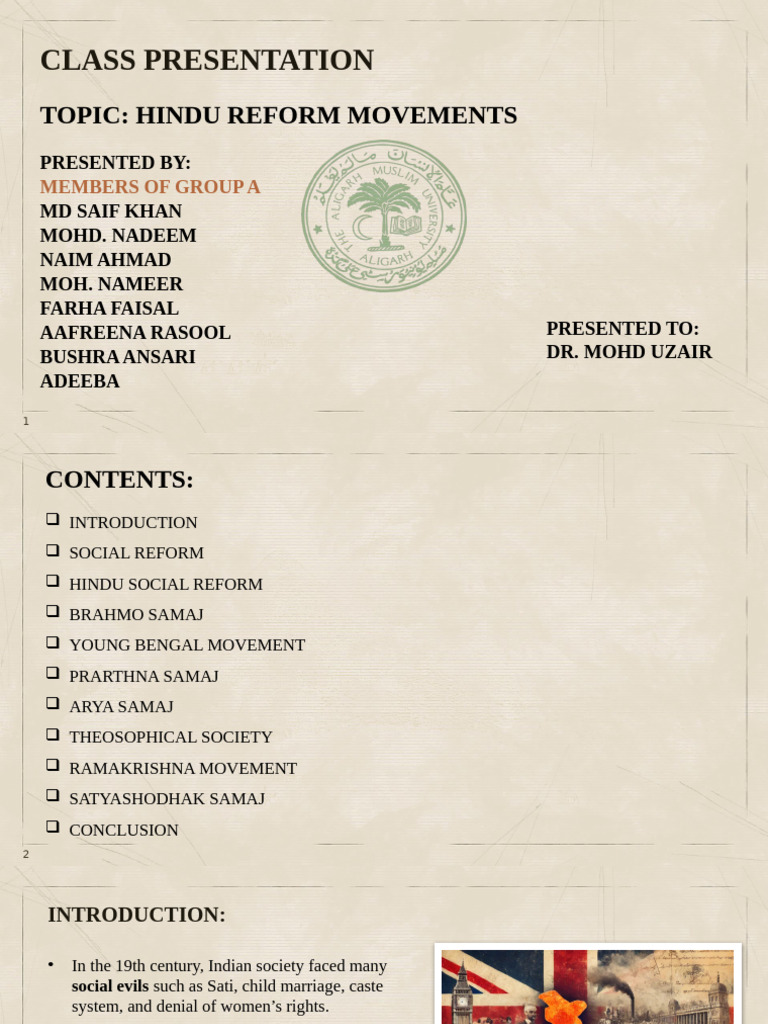 Hindu Reform Movements Overview | PDF | Swami Vivekananda | Indian ...