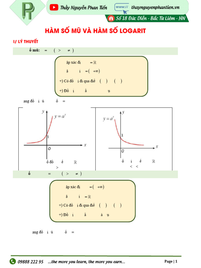 Bài 3. Đồ Thị Hàm Số Mũ Và Logarit THẦY TIẾN | PDF