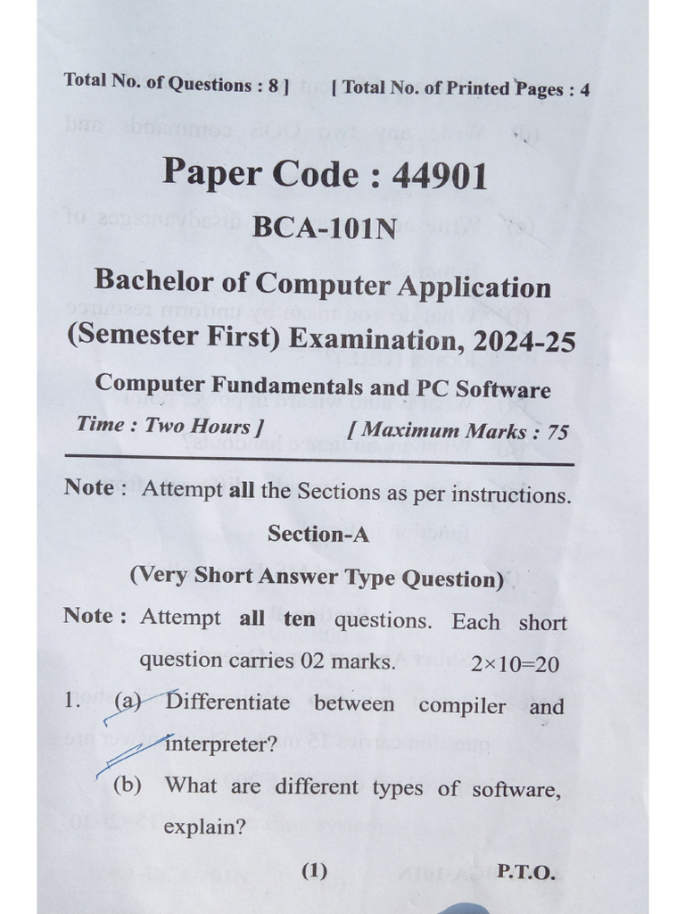 Bachelor of Computer Application Semester First Computer Fundamentals | PDF