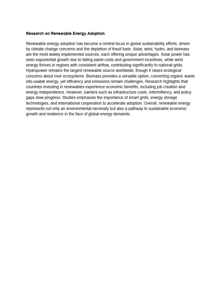 Research on Renewable Energy | PDF