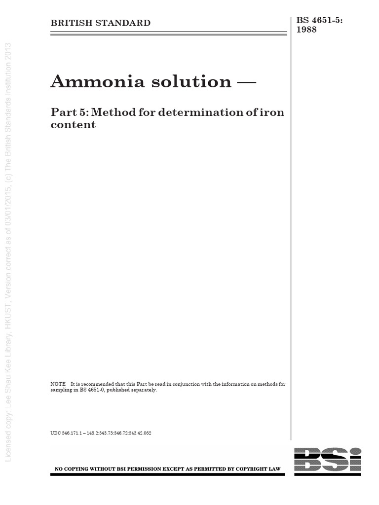 BS 04651-5-1988 (1999) | PDF | Copyright | Ammonia