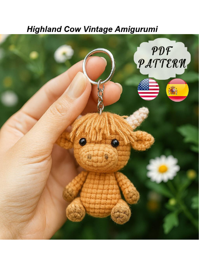 Crochet Highland Cow Amigurumi Guide | PDF | Crochet | Yarn