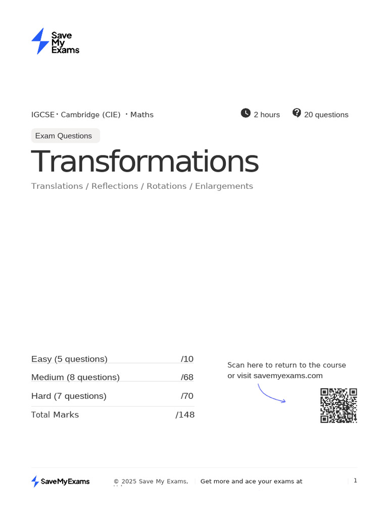 IGCSE Maths Transformations Exam Questions | PDF | Shape | Euclid