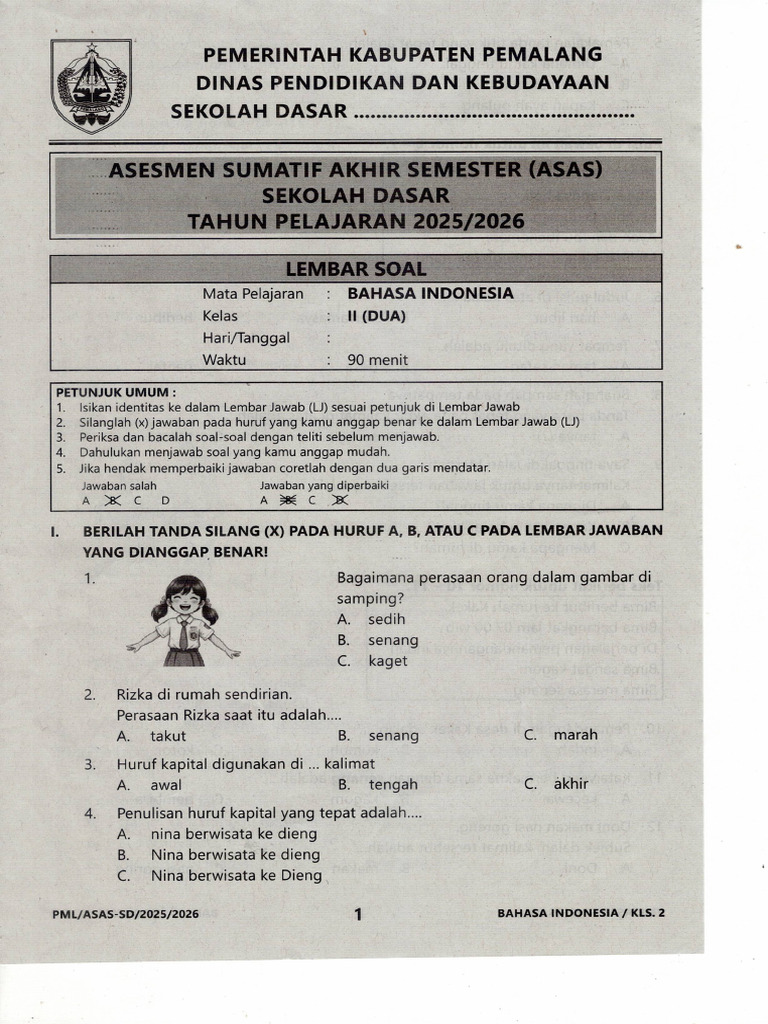 Soal ASAS B. Indonesia Kelas 2 | PDF