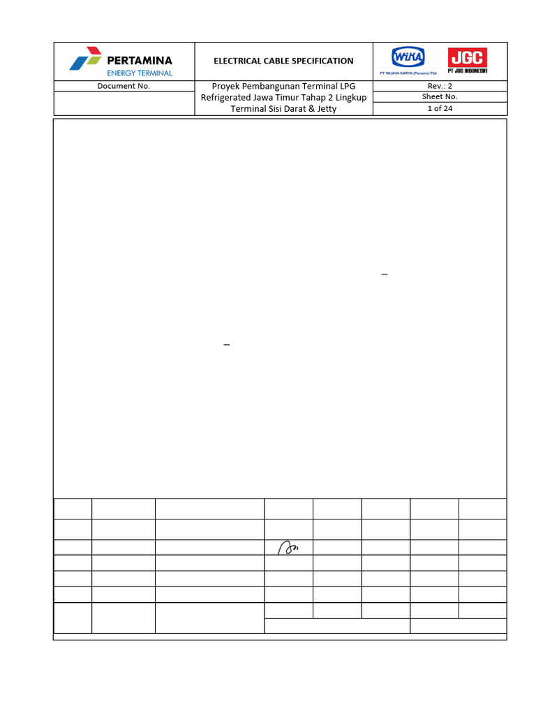 Electrical Cable Specs for LPG Terminal Project | PDF | Insulator ...