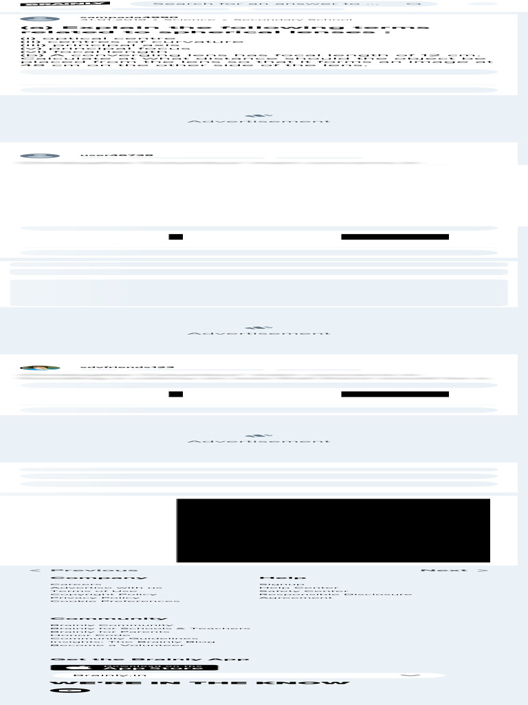 (a) Explain the Following Terms Related to Spherical Lenses (i) Optical ...