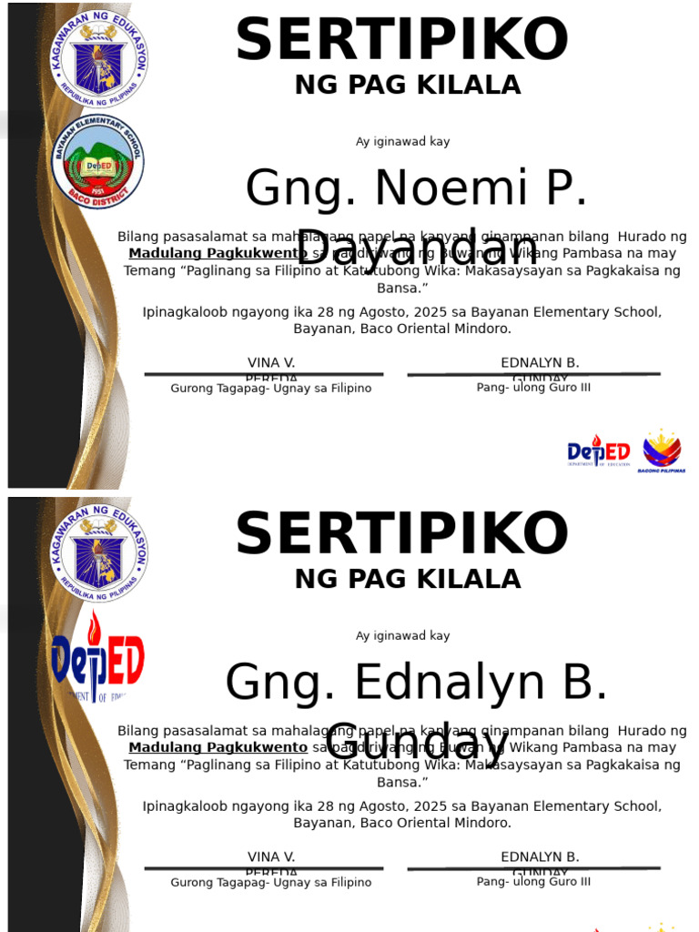 Sertipiko NG Hurado | PDF