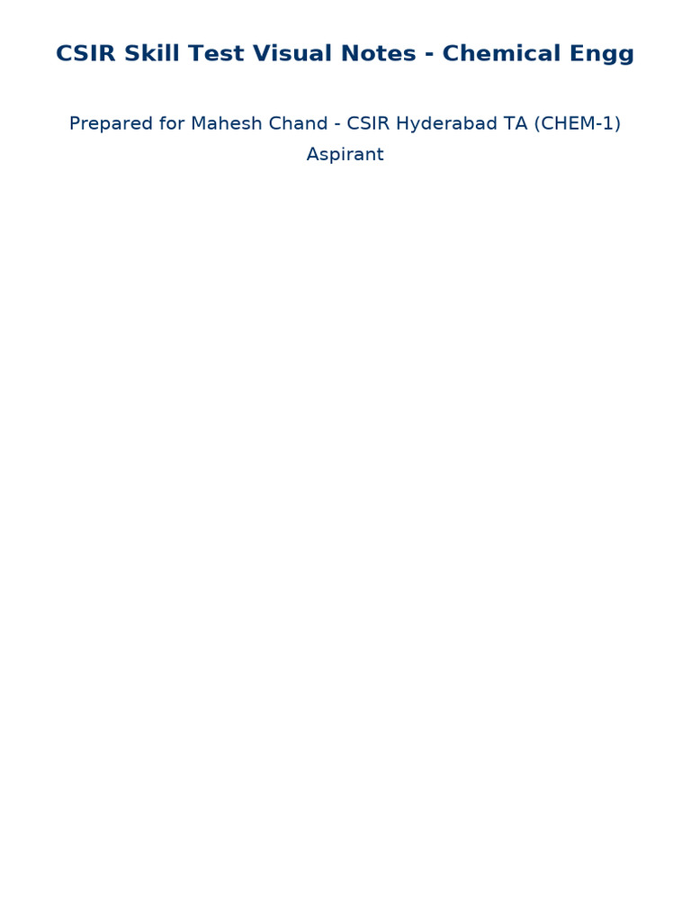 CSIR Chemical Engineering Skill Test Guide | PDF | Chemical Reactor ...
